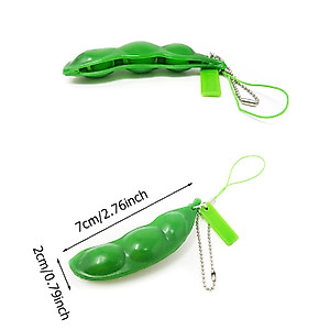 Honbay 6PCS Pea Pod Decompression Toy Squeeze Beans Peapod Fidget Toy Extrusion Edamame Pea Keychain Keyring Stress Relieving Keychain Toys