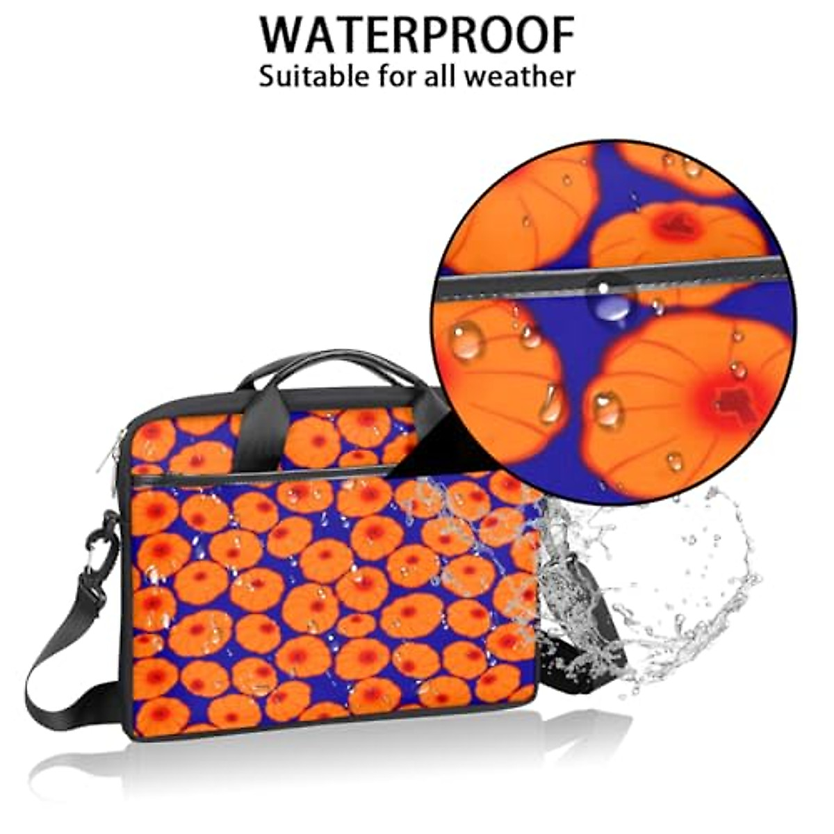 Pumpkin Thanksgiving Laptop Computer Bag Waterproof Shoulder Messenger Bag 13-15 inch Durable Laptop Tote Bag with Shoulder Strap Handle Lightweight Crossbody Briefcase