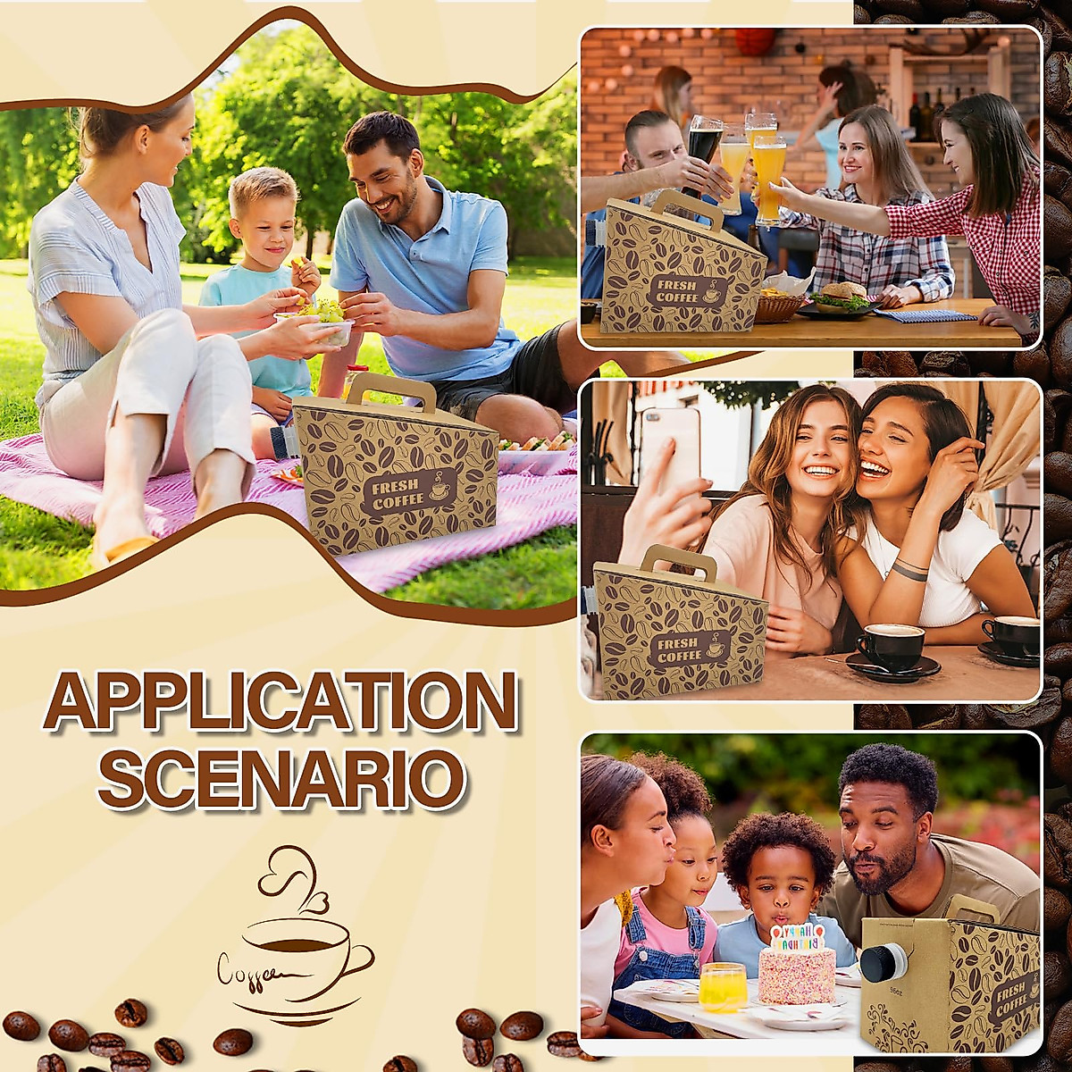 96 oz Disposable Coffee Box with Insulated Beverage Dispenser, Portable To-Go Carafe for Hot & Cold Drinks, Bulk Coffee Server for Catering, Events & Parties