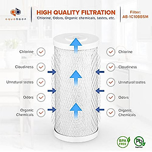 Aquaboon Universal Whole House 5 Micron 10 x 4.5 inch Cartridge | Coconut Shell Water Filter Cartridge | Activated Carbon Block CTO | Compatible with WFHDC8001, CB-10, EPM, EP 2-PACK