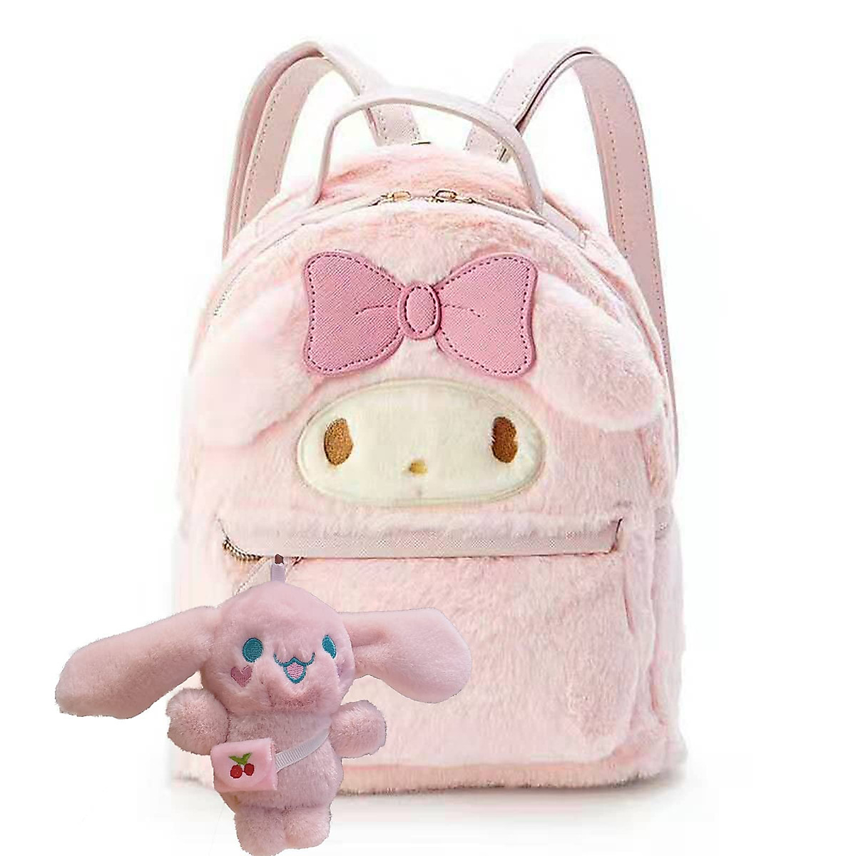 Cute Cartoon Bag with Plush Pendant Backpack for Girls, Anime Accessories Kawaii mini Backpack