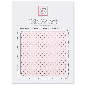 SwaddleDesigns Baby/Toddler Crib Sheet, Softest Cotton Flannel, Made in USA, Brown Polka Dots on Pastel Pink