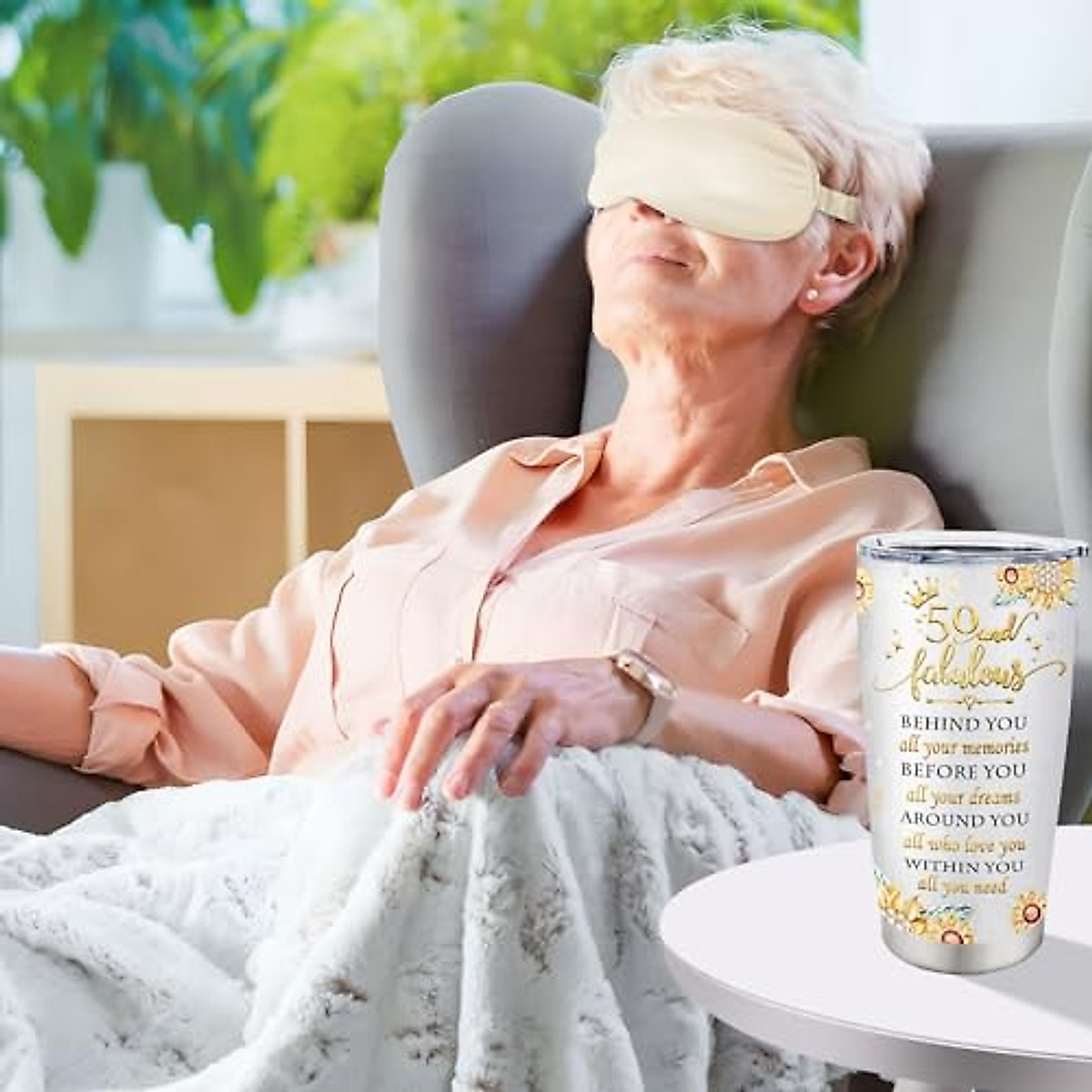 Fitvc 50th Birthday Gifts for Women, Happy 1974 Birthday Gifts Set for Woman Mom Wife Best Friends, Funny 50 Year Old Gift Basket Box Unique, Sending Sunshine 20oz Wine Tumbler Bday Gift for Female