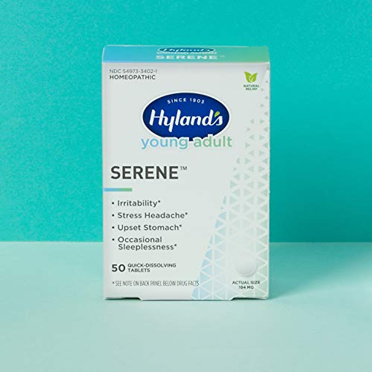 Hyland's Stress and Tension Headache Relief Hyland’s Young Adult Serene Relief Feelings Anxiety Quick Dissolving Tablets, 50 Count