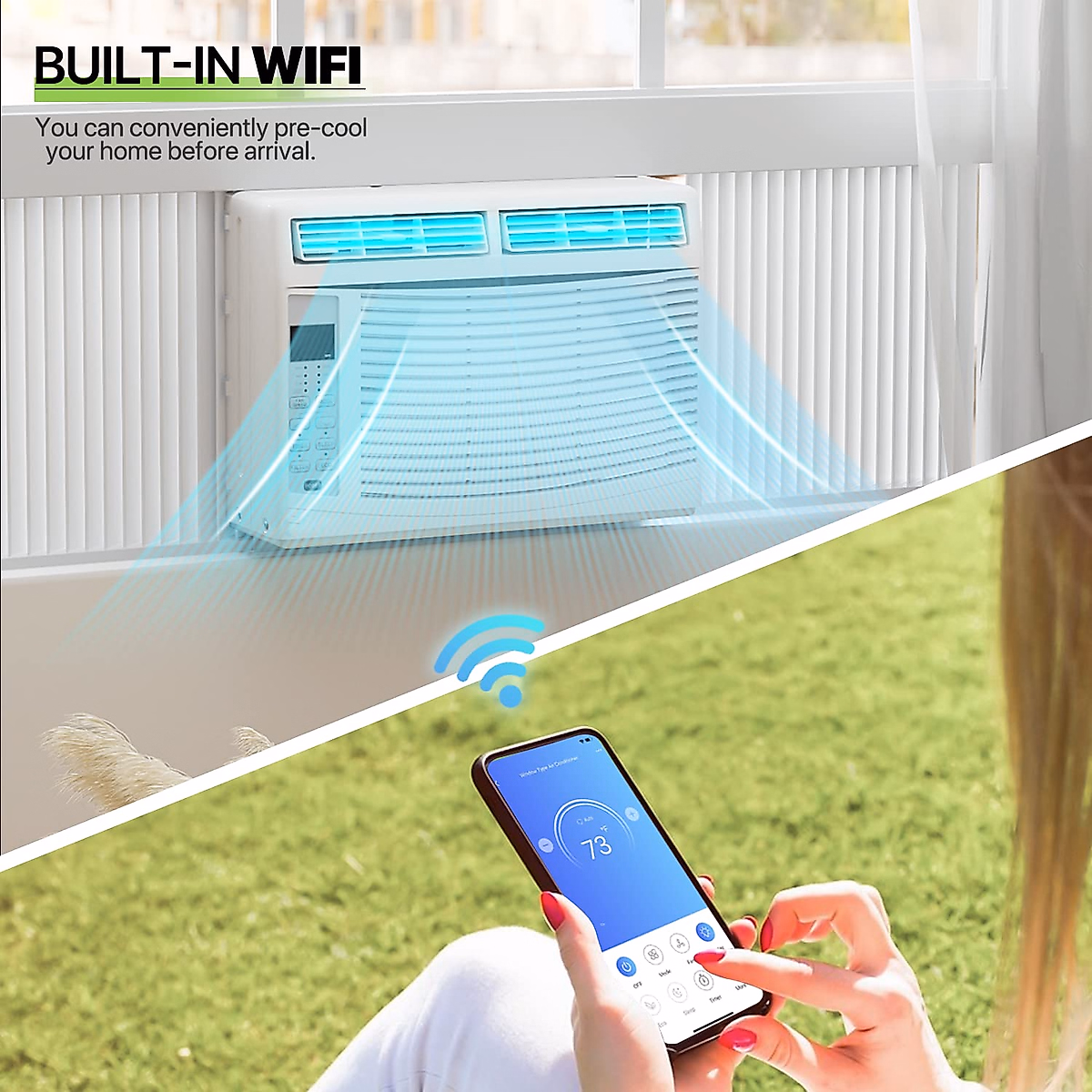 Magshion 6000 BTU Window Air Conditioner, AC Window Unit with Remote/APP Control and Washable Filter, Quiet Operation, Ideal for Rooms up to 250 Sq. Ft.