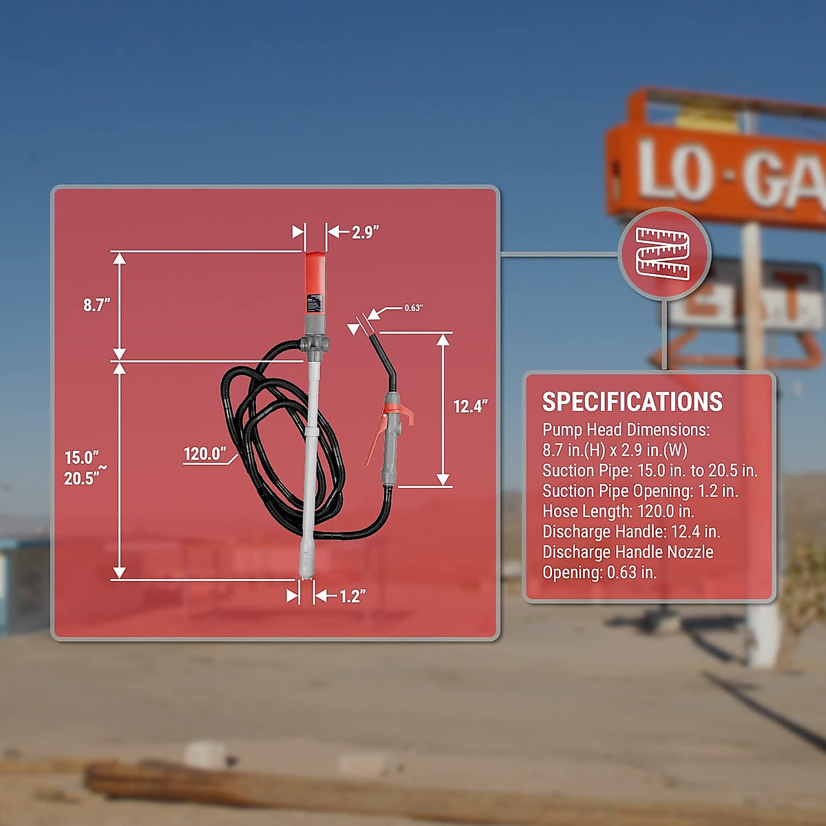 TeraPump TREP01-TXL E85 Electric Gas Transfer Pump - 2D Battery, 2.4 GPM, 10ft Hose with Quick Stop Flow Control for E15, Gas, Diesel, DEF