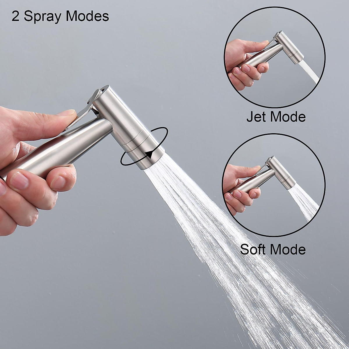 Handheld Bidet Sprayer for Toilet, Rzoeox 1-In-2-Out Dual Switch Valve with Water Pressure Control Sprayer for Feminine Wash Pet Shower Muslim Shower Cloth Diaper Sprayer Set Toilet Sprayer
