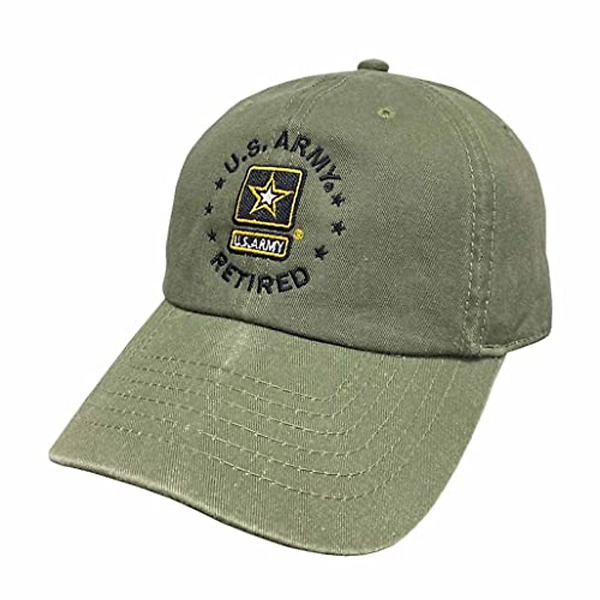Officially Licensed by U.S. Army Retired Veteran Logo Hat - Olive Drab Military Apparel Patriotic Products Gifts for Veterans Families and Retired
