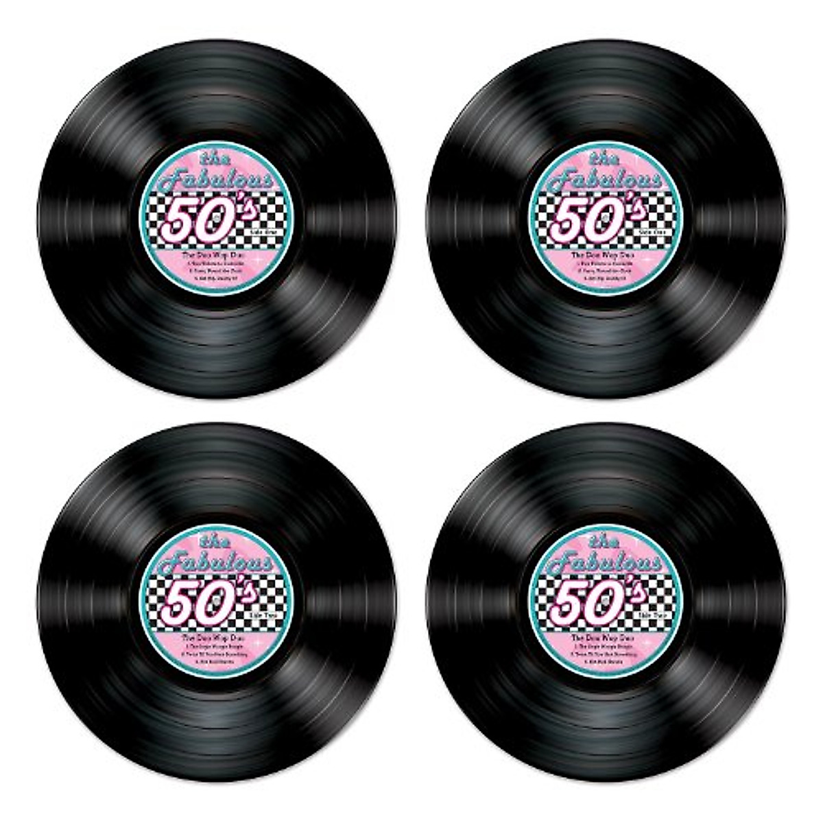Beistle 54072 Record Vinyl Disc Cutouts-4 pcs, Multicolored