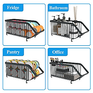 GILLAS 6 Pack Stackable Soda Can Organizer for Refrigerator, Can Holder Dispenser, Canned Food Storage Rack for Fridge, Kitchen, Countertops, Cabinets, Black