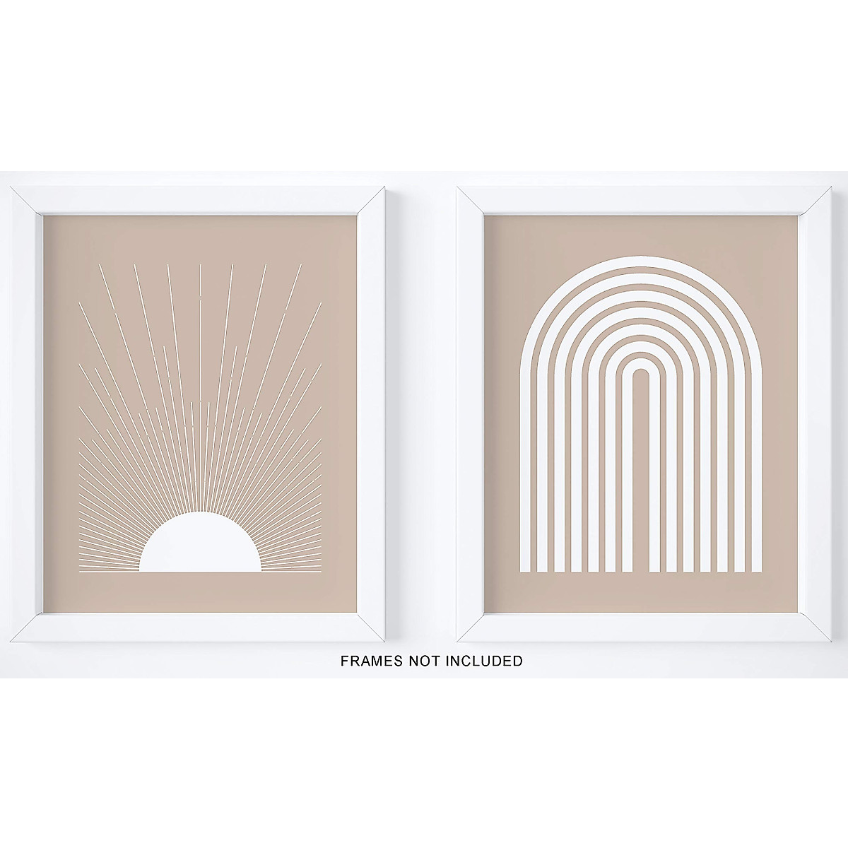 Abstract Geometric Sun & Rainbow Wall Art - Set of 2-11x14" UNFRAMED Prints - Modern, Minimal, Mid Century Modern Decor - Scandinavian, Bauhaus, Boho Wall Decor