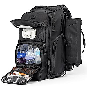 Tactical Baby Gear TBG - MOD Diaper Bag Backpack for Men w/Changing Mat - Modular Panel System (Black)