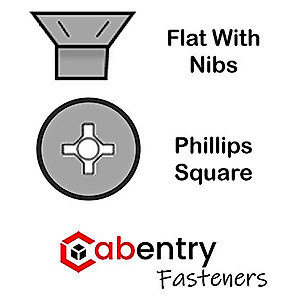 Cabentry Brand | Wood Screws | Flat Head with Nibs | Phillips Square Drive | #8 | 1 1/4 Inch | Deep Thread | Type 17 Point | Zinc Finish | 100 Pack