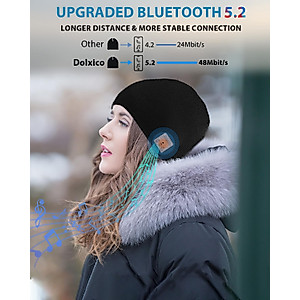 Dolxico Bluetooth Beanie for Men Beanies Hats Unique Mens Gifts Ideas Stocking Stuffers Adults Christmas Birthday Music Bluetooth Hat Personalized Gifts for Men Women Teens Black