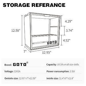 GOTO LED Lighting Display Box, Display Storage Case, Show Case for Bearbrick 400%, Action Figures, Lego, Collectibles, Pop Mart (19L LED Included Adapter and 2 Partition)