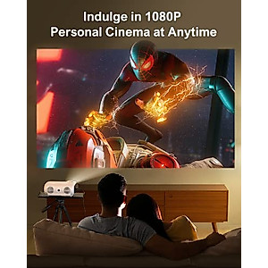 Movie Projector for Indoor, Native 1080P Projector with 10,000 lumens, ULTIMEA Home Projector Reduced 60% Noise, Bluetooth Projector Compatible with TV Stick/Laptop/HDMI/USB for Home Theater