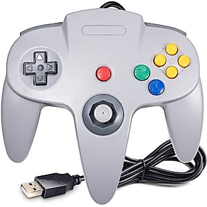 MODESLAB USB N64 Controller,Retro Classic Wired 64 Bit Remote Gamepad Joystick for Windows PC Linux Mac Raspberry Pi 3 - Gray