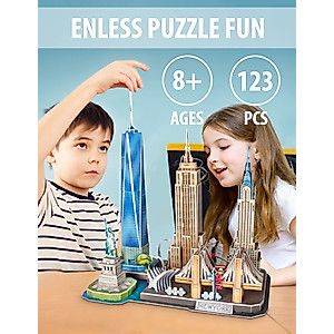 CubicFun 3D Puzzle - Puzzles for Kids Ages 8-10 New York City STEM Projects Arts and Crafts for Kids Ages 8-12 - Toys for Girls 8-10 - 8 Year Old Girl Easter Gift for Kid 8-12