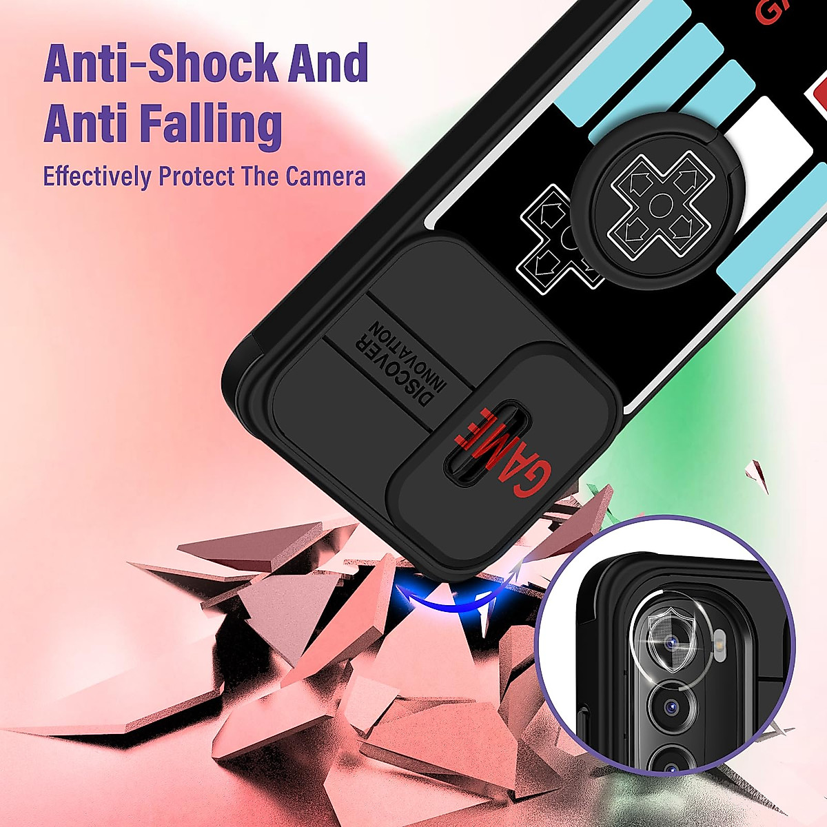 Funermei (2in1 for Moto G Stylus 5G 2022 Case for Women Gameboy Cute Console Phone Cover Girls Men Cartoon Fashion Cool Funny Design with Camera Cover and Ring Stand Funda for Moto G Stylus 5G Case