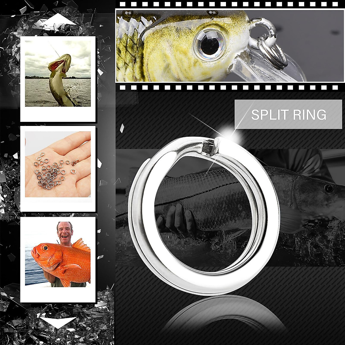 Atibin Swivel Steel Split Ring Fishing Stainless Connector Fishing Rings Snap High Strength Split Ring Saltwater 100pcs 50lbs