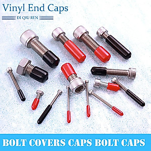 200PCS Rubber Caps Bolt Screw Cap Covers, Bolt Covers Caps Rubber End Caps Vacuum Caps, Bolt Screw Cover Rubber Nipple Cap Rubber Tip in 10 Sizes from 2/25 to 4/5" for Protecting Pipe Post Tubing Rod