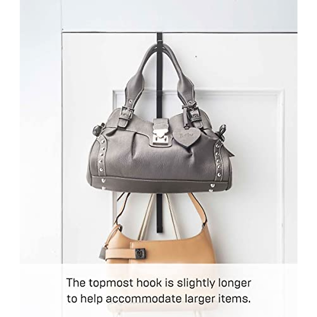 Yamazaki Home 7646 Over The Door Hooks - Vertical Hanging Coat Rack, Black