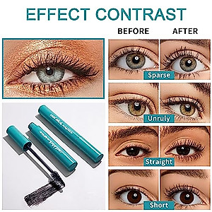 2 Pack New Thrive Liquid Mascara, Black Mascara for Natural Lengthening and Thickening Effect，Waterproof & Smudge-Proof Mascara, No Flaking/No Clumping