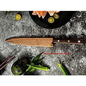 Aibote Handmade Natural Black Walnut Univeral Japanese Sashimi Knife Sheath Wooden Cover Chef Knives Cases Holders Protectors for Yanagiba Sujihiki Slicer(8.5 inch)