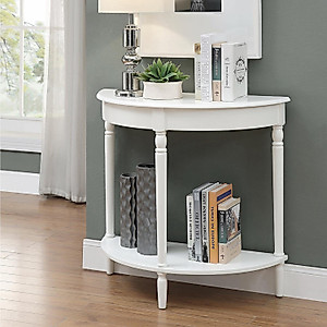 Convenience Concepts French Country Half-Round Entryway Table with Shelf, White