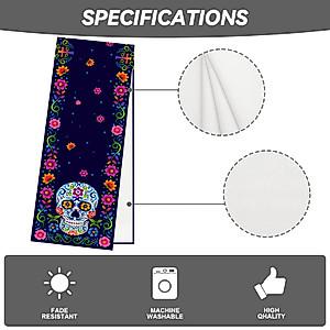 Linen Dia De Los Muertos Table Runner 72 Inches Long Day of The Dead Tablecloth Mexican Fiesta Themed Party Decorations and Supplies for Home Kitchen Dining Room Table