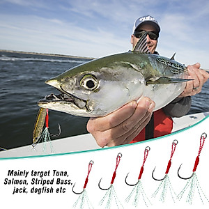 Assist Hooks Saltwater for Jigging,35pcs Micro Jigging Assist Hooks Slow Pitch Jigs Single Assist Fishing Hooks Dancing Stinger Jigging Hooks for Vertical Jigging Lures