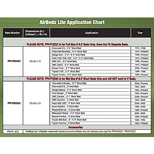 Pittman Outdoors AirBedz Lite PPI PV202C Full Size, Short 6'-6.5' Truck Bed Air Mattress with DC Corded Pump (76"x63"x12" Inflated),Green,Full Size Beds