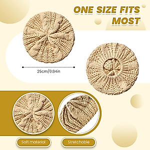 SATINIOR Knit Lightweight Crochet Beret 4 Pieces Beret Hats for Women Knit Autumn Winter Hats (Black, Beige, Gray, Dark Brown)