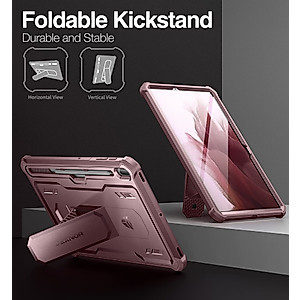 Dexnor Case for Samsung Galaxy Tab S7 FE 12.4 Inch (2021), [Built in Screen Protector & Kickstand] with Pen Holder Heavy Duty Shockproof Full Body Protective Cover for Galaxy S7 FE Case-Pink