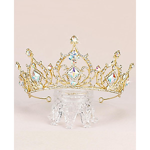 Wecoe Gold Crown for Women AB Rhinestone Tiara Baroque Style Crown Birthday Girls Rhinestone Tiaras and Crowns Princess Queen Crown Wedding Hair Accessories for Brides Happy Birthday Decorations Gifts