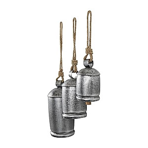 Deco 79 Rustic Metal Cowbell Decorative Bells, 5", 4", 3"H, Silver