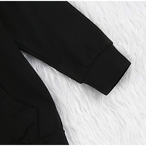 Imcute Baby Zip Up Hoodie, Unisex inflant Toddler Long Sleeve Sweatshirts Lightweight Jacket Hooded Coats Fall Winter Outfits (Black, 2-3T)