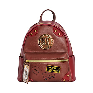 Concept One Harry Potter Mini Backpack, Hogwarts Express Platform 9-3/4 Small Travel Bag for Men and Women, Burgundy, 9 Inch