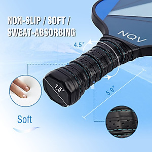 NQV Pickleball Set with Net, Pickleball Set, Regulation Size Pickleball Net Portable Outdoor Indoor Driveway. 4 USAPA Approved Graphite Pickleball Paddles+22ft Net+4 Pickleballs+2 Bags+2 Chalks