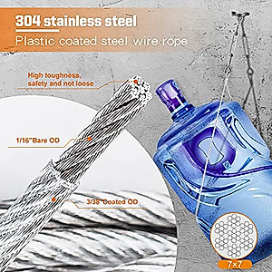 Ruesious Outdoor String Light Hanging 262FT Wire Rope Wire Guide Wire for Outdoor String Lights Kit Heavy Duty Globe String Garden Wire for Climbing Plants Hooks for Indoor and Outdoor Lights