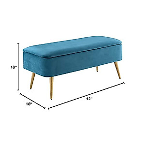 Ball & Cast Upholstered Bench, 42" W, Lake Blue