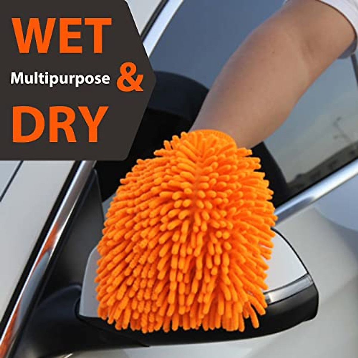 yalepire Car Wash Mitt Premium Chenille Sponge Mitt Scratch & Lint Free Microfiber Wash Mitt for Car Cleaning Mitts Washing Gloves Tools - 2 Pack
