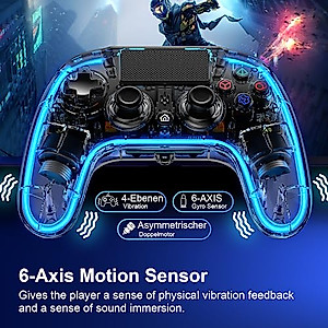 BRHE Wireless Controller for PS4 with Hall Trigger/RGB LED Lights/Programming Funtion,PS4 Controller Remote Joystick Gamepad for PS4 Accessories Game Controller for PlayStation 4/Slim/Pro/PC (RGB)