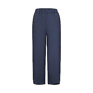 for Women Knee Length Plus Size high Waisted Pants fold Over Yoga Pant Pant Suit Casual Women's Clothing Summer Black Baggy Pants Capri Lounge Pant