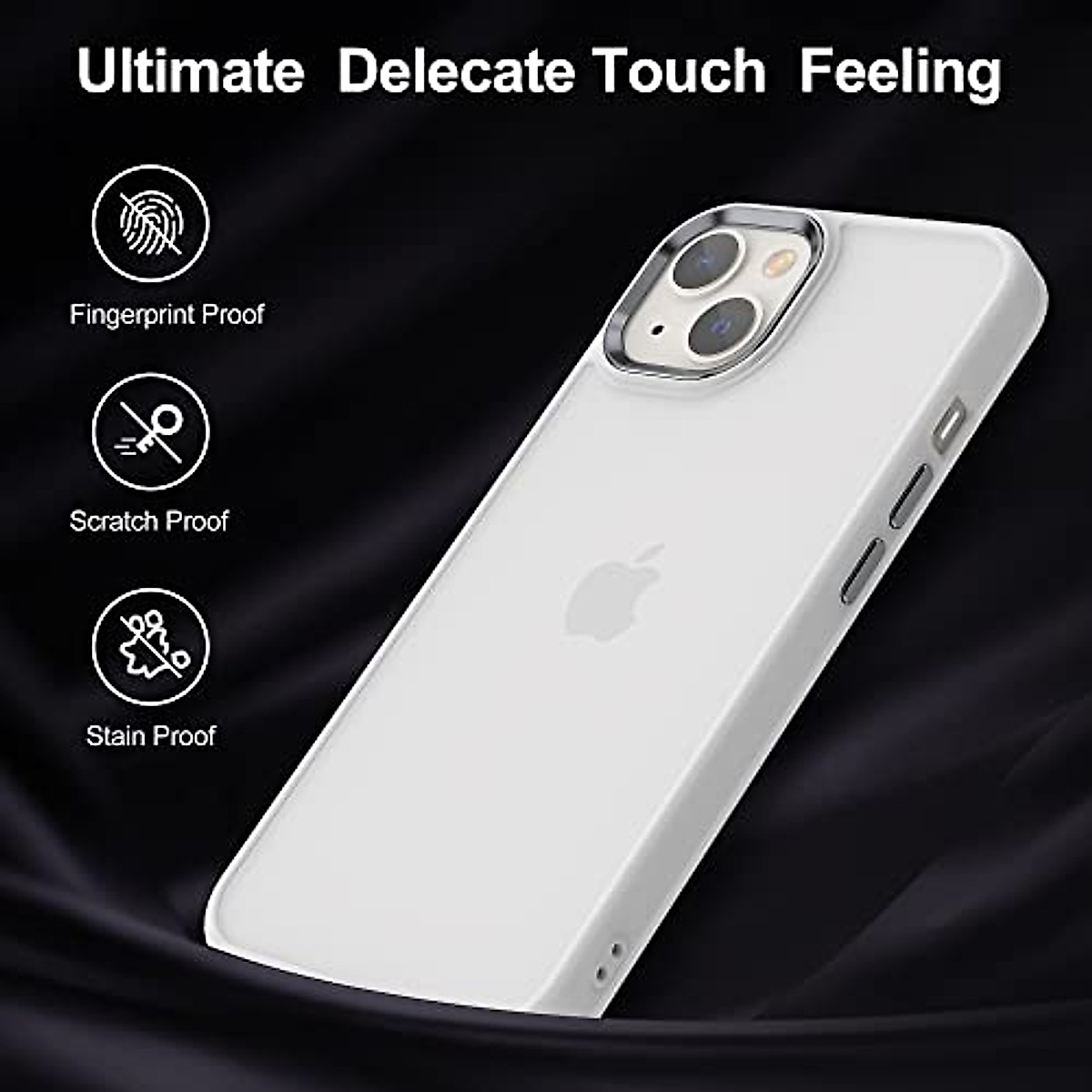 Shockproof Phone Case ,Compatible for iPhone 13 Case, 4FT Military Drop Protection Translucent Matte Hard Back with Soft Edge Airbag Protective Phone Cases for iPhone 13 6.1 inch 2021 (White)