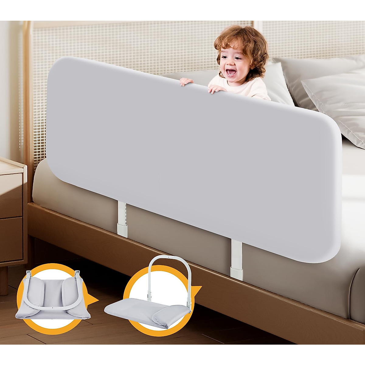 strenkitech Portable Bed Rails for Toddler: Travel Baby Bed Rail Guards for Crib, Twin, Queen, Full, King Size Beds - Easy to Assemble, Safe Guard Bed Side Rail for Toddlers and Kids