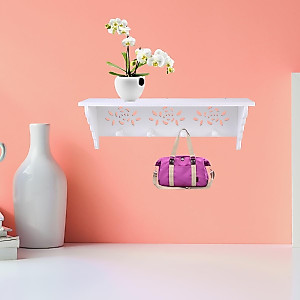 ABOOFAN Wall Mount Shelves 1pc Coat Hanger White Shelves White Shelf Wall Mounted Key Holder Hooks with Coat Hooks Floating Shelves Wall Mounted Clothing Rack with Hook PVC Hook up