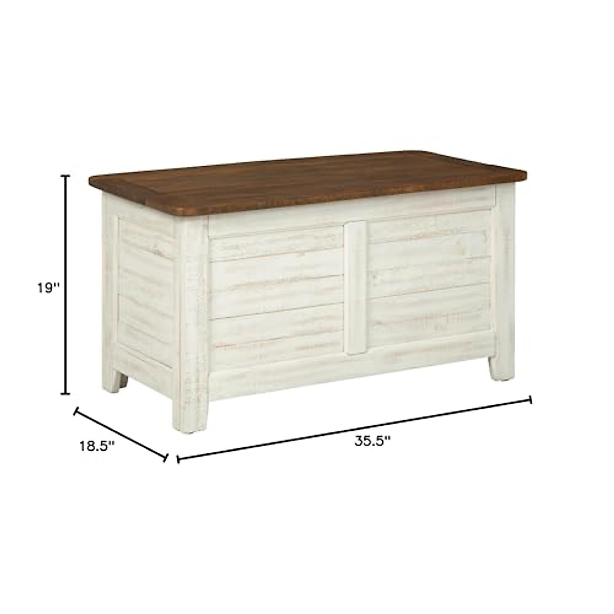 Signature Design by Ashley Dashbury Rustic Farmhouse Storage Trunk or Coffee Table, Antique White & Brown