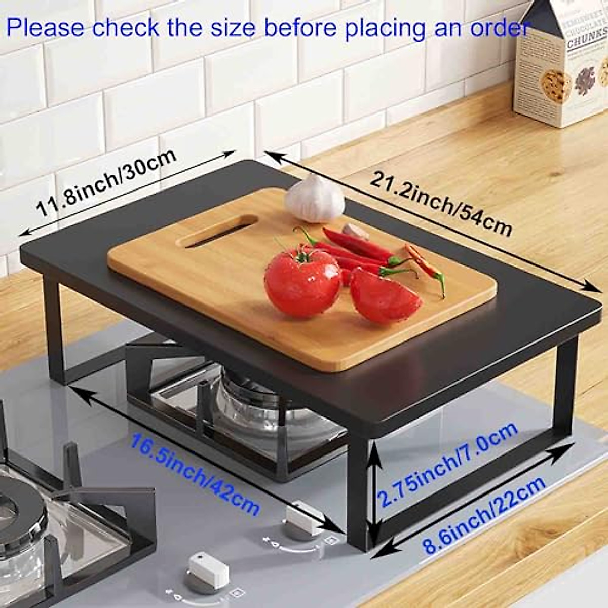 HJJKKH Wood Stove Top Cover, Noodle Board Gas Stove Cover with 21.2"X11.8"X2.75", Portable Hot Plates Countertop Anti Skid Standing Bracket Protector for Gas Stove Top and Electric Stove Top