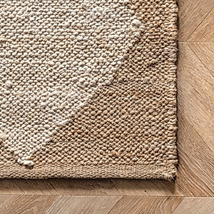 Rugs USA x Arvin Olano Louie Diamond Checkerboard Jute Area Rug, 3x5, Natural